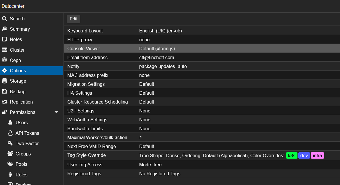 Proxmox Tag Colours - Finchett.com